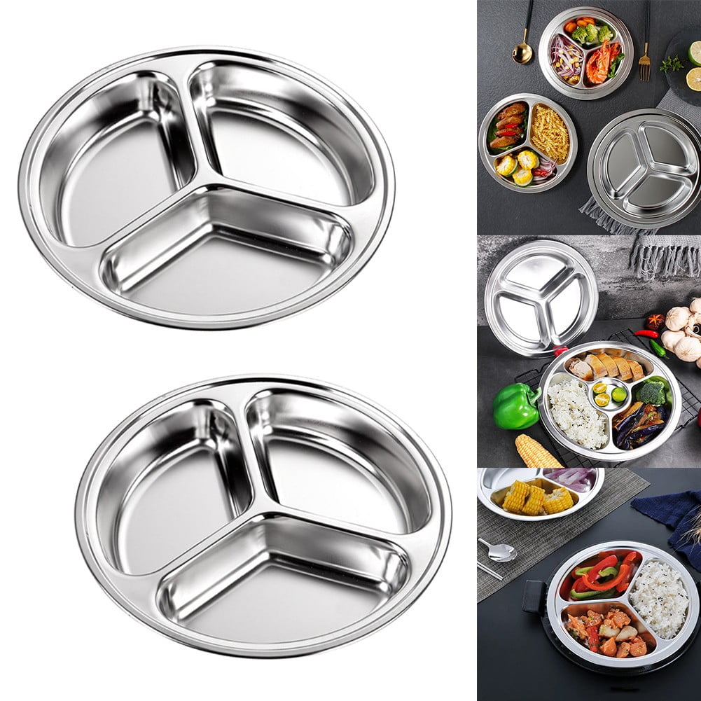 Home Essentials Hardware Kit 2Pc Stainless Steel Round Plates Dishes ...