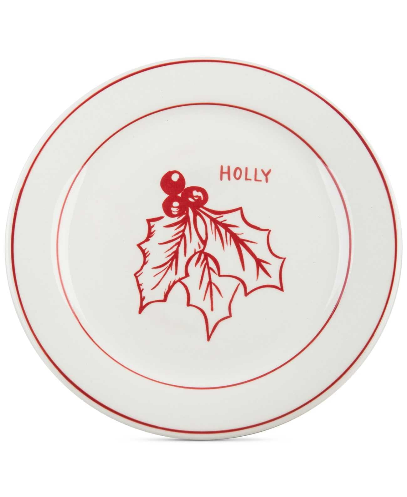 Home Essentials Molly Hatch Holiday Christmas "Holly" Dessert Plate ...