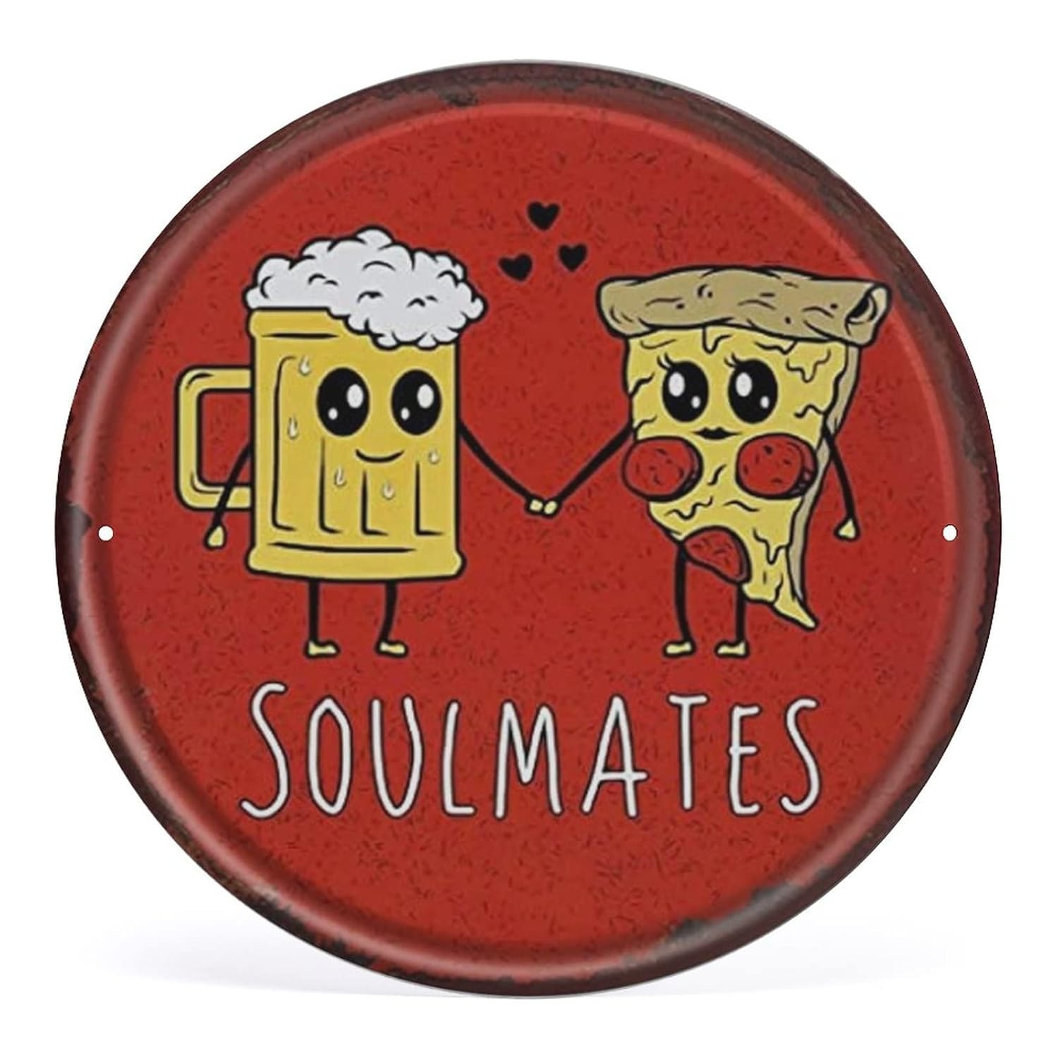 Home Essentials Retro Style Round Tin Sign Vintage Metal Sign Soulmates ...