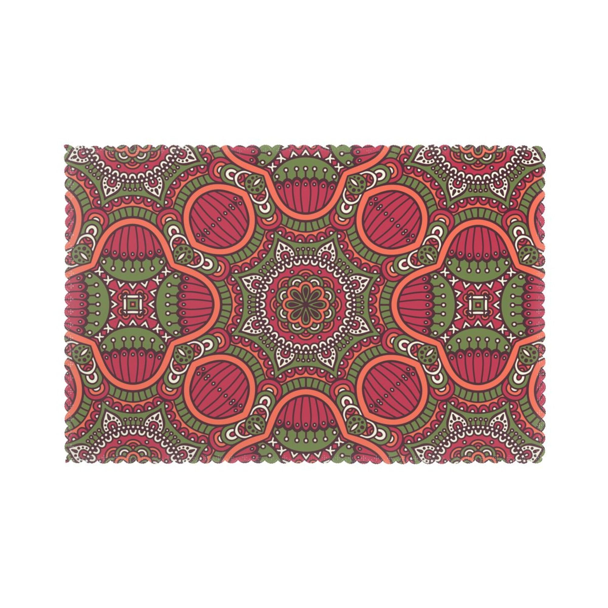 Home Ethnic Floral Seamless Pattern Placemats Set Of 6 Washable ...