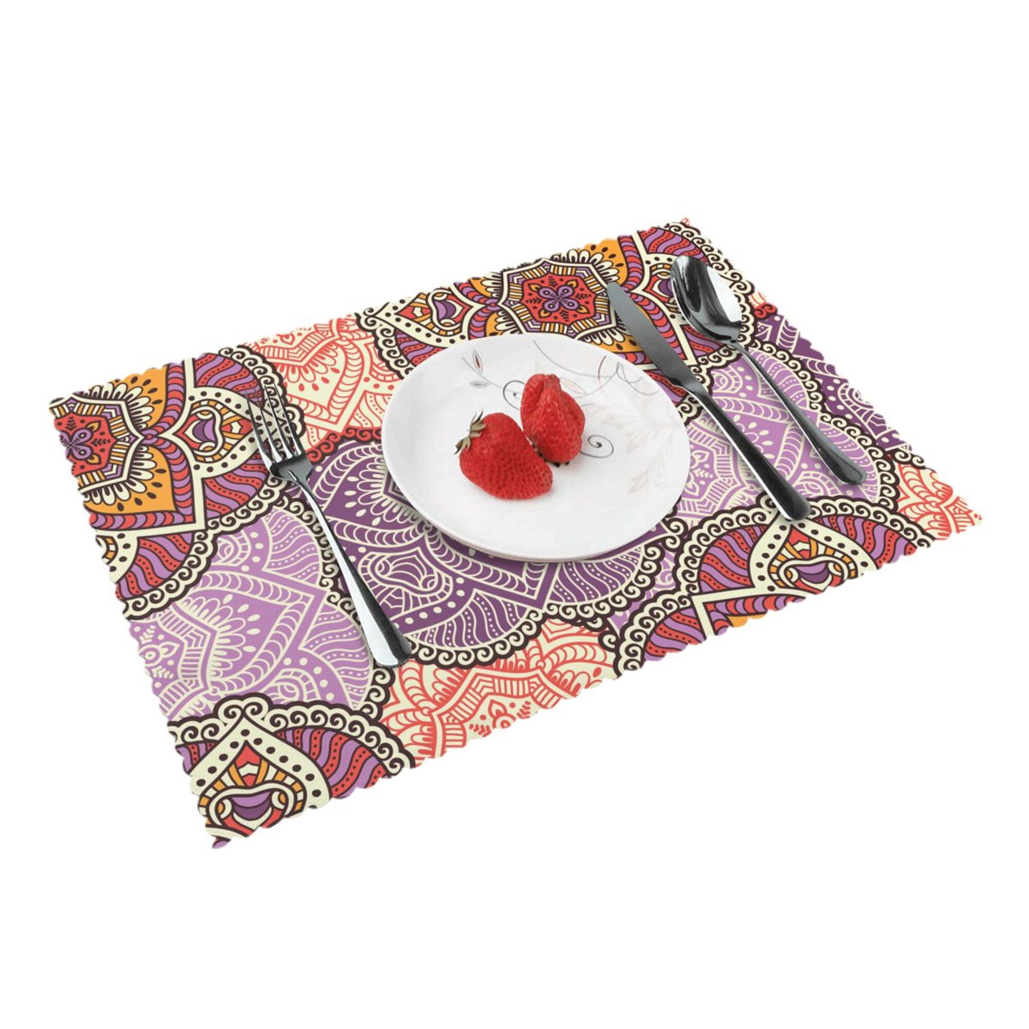 Home Ethnic Pattern Background Placemats Set Of 4 Washable Wipeable ...