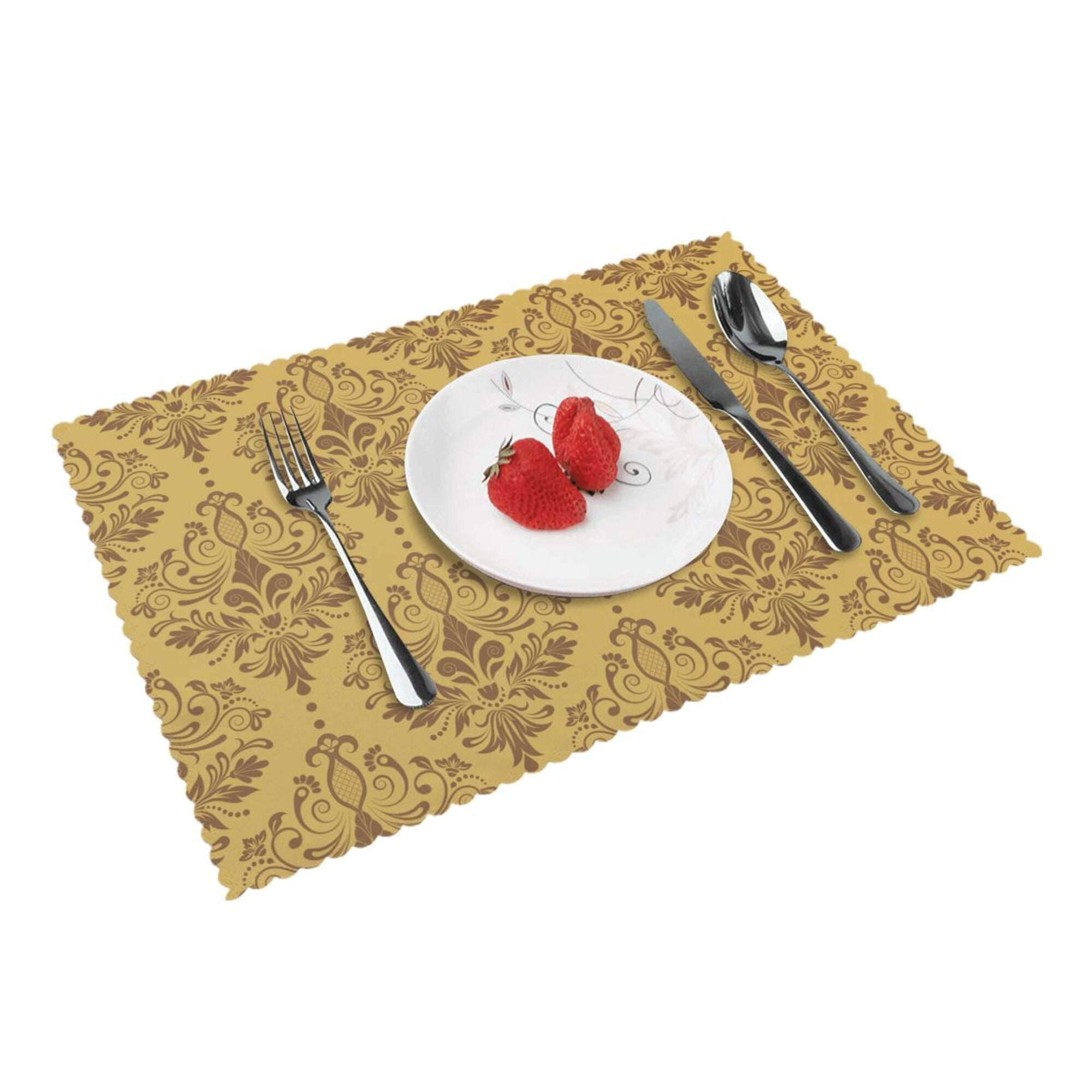 Home European Classical Flower Background Placemats Set Of 4 Washable ...