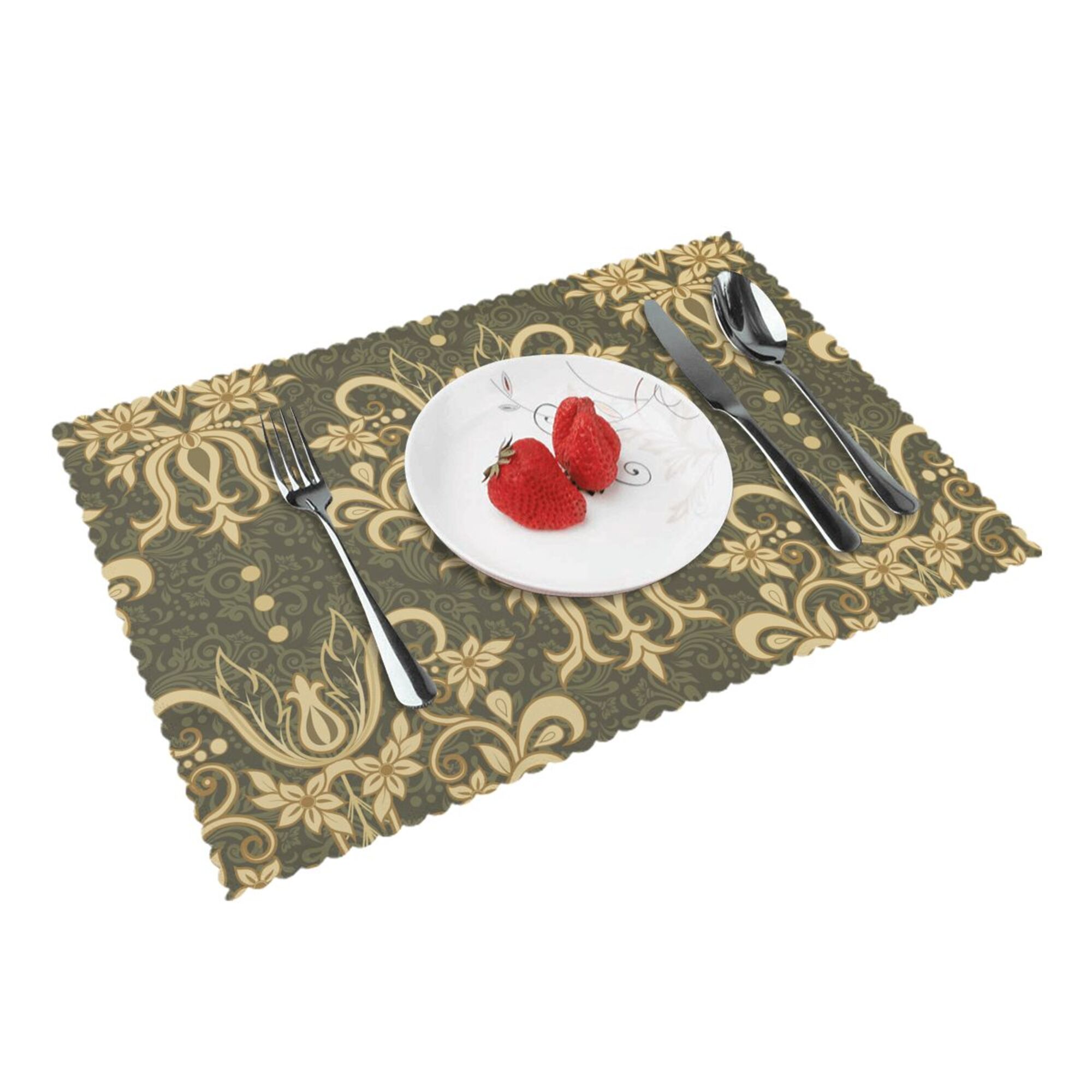 Home European Classical Flower Background Placemats Set Of 4 Washable ...