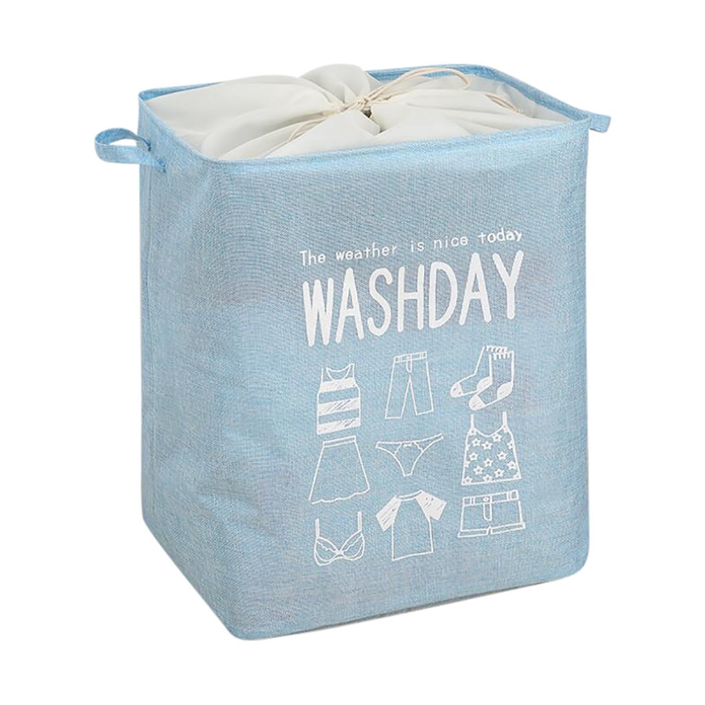 Home Fabric Storage Bin with Drawstring Closure and 2 Bold Handles ...