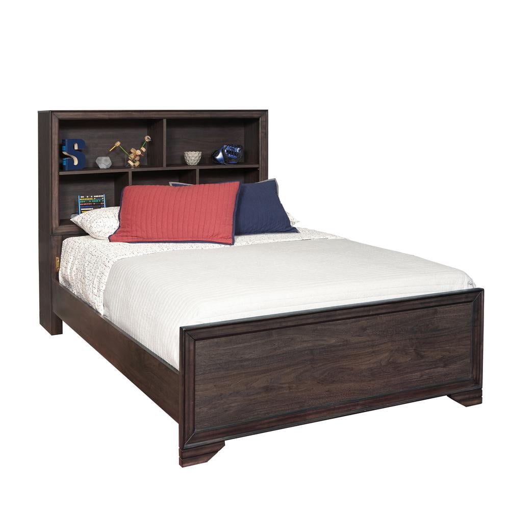 Home Fare 5 Headboard Cubbies Transitional Wood Kids Full Bookcase Bed ...