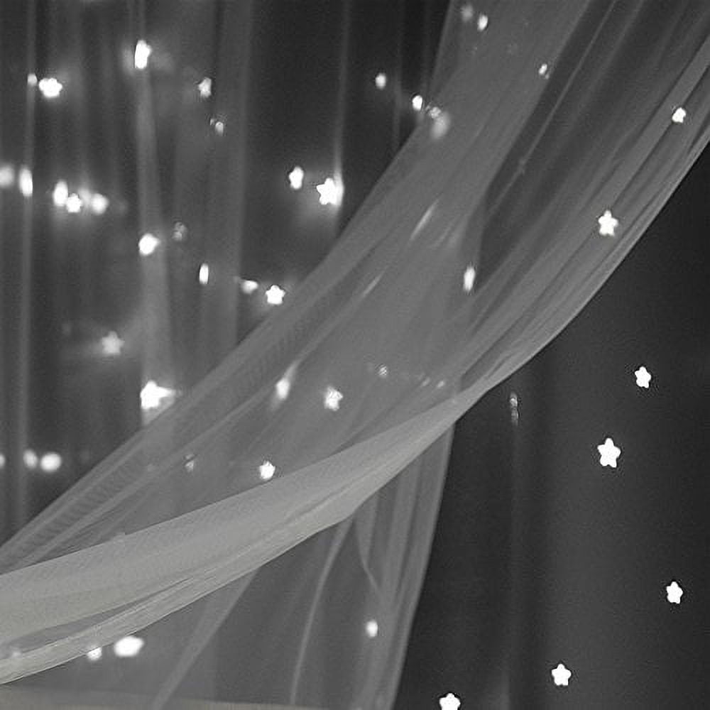 Home Fashion Tulle Overlay Blackout Laser Cut Starry Sky Curtain Pair ...