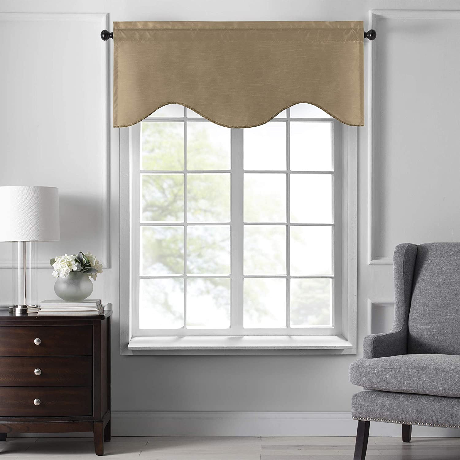 Home Fashions Colette Faux-Silk Scalloped Window Valance, 50 in x 21 in ...