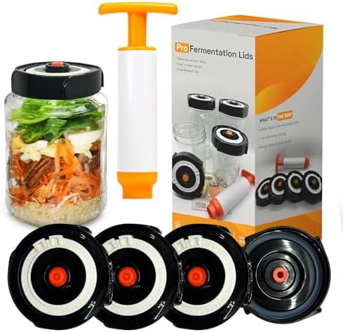 Home Fermentation Kit With 4 Wide Mouth Fermenting Lids With Airlocks ...