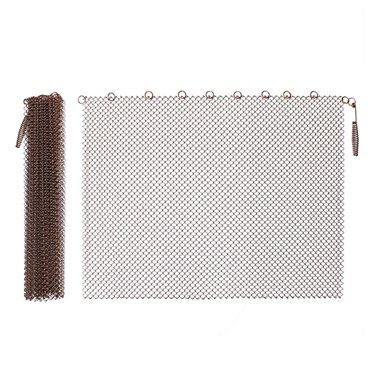 SKYSHALO 39"x31.6" Fireplace Screen 2-Panel Iron Mesh Spark Guard ...