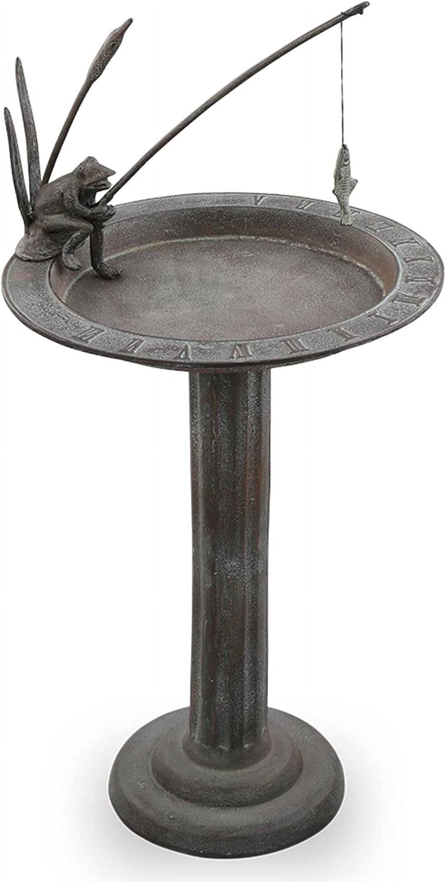 Home Fishing Frog Cast Aluminum Sundialbath 31 Inches Tall, bronze ...