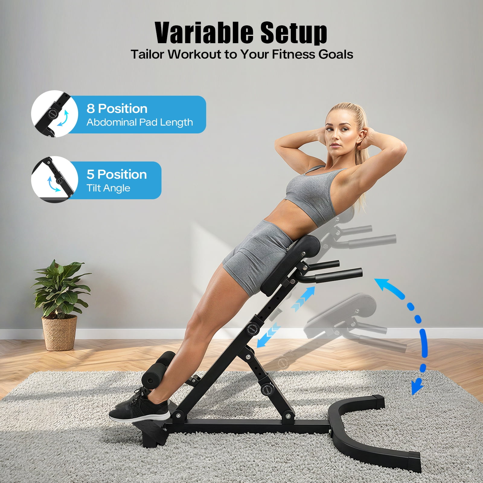 Home Fitness Workout Roman Chair Hyperextension Back Extension Bench ...