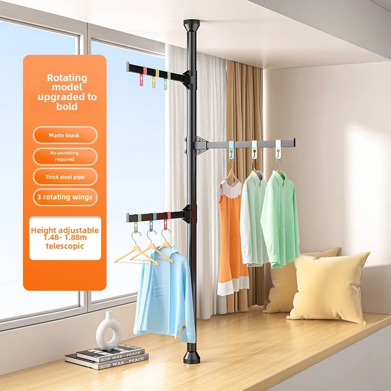 Home Fixed Hanging Clothes Rack Balcony Window Retractable Drying Racks ...