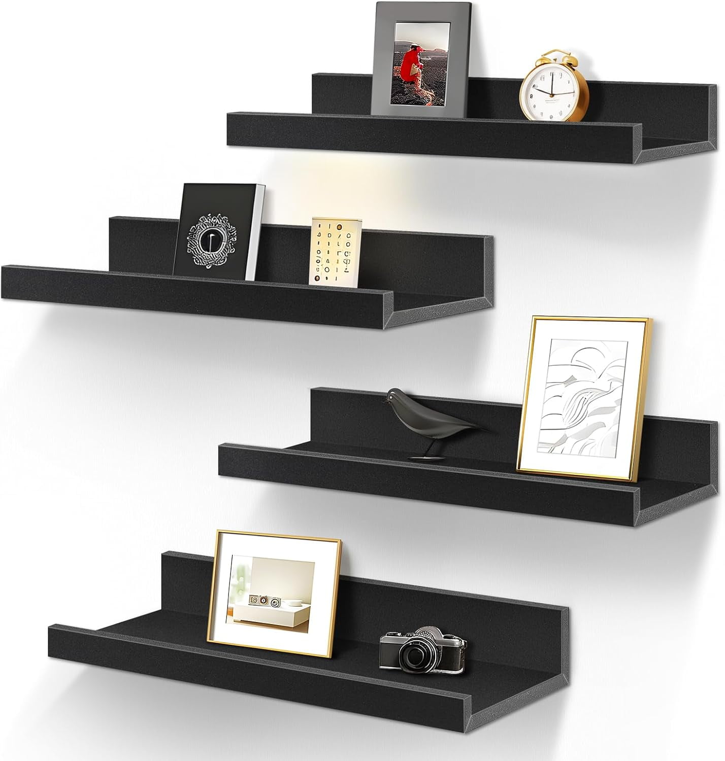 Home Floating Shelves for Wall Storage Set of 4, 16 Inch Picture Ledge ...