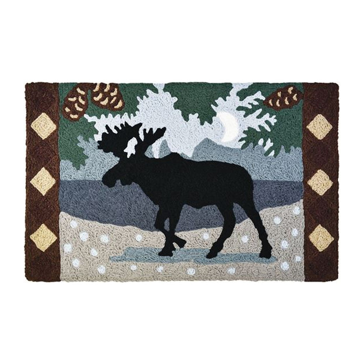 Home Floor Decorative Polyester Rectangle Northwoods Moose Rug - 20" X ...