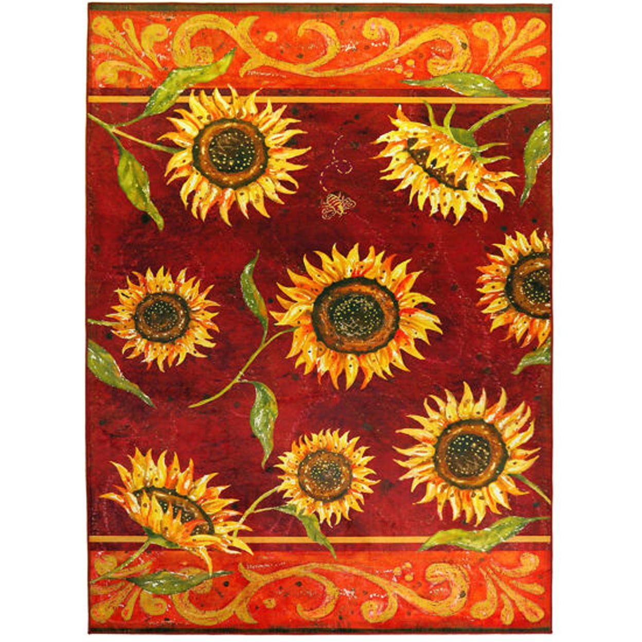 Home Floor Decorative Polyester Rectangle Provence Sunflowers Rug - 3 ...
