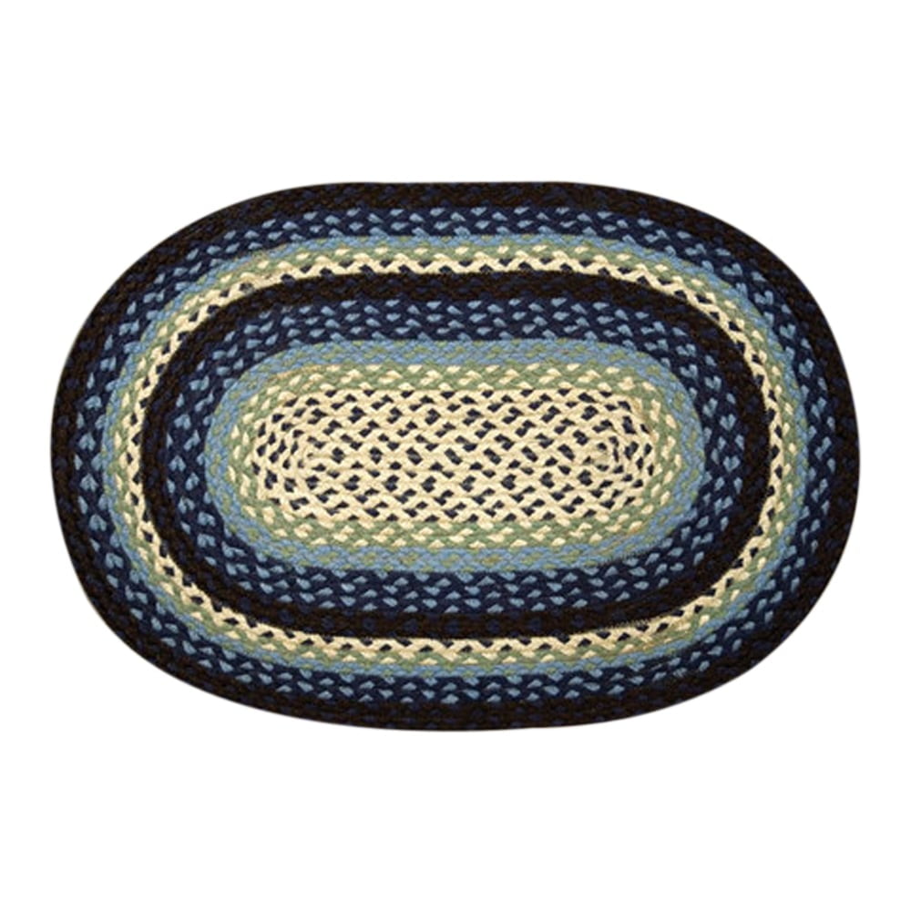 Home Floor Mat Jute C-312 Blueberry, Creme Braided Rug, Oval 4' x 6 ...