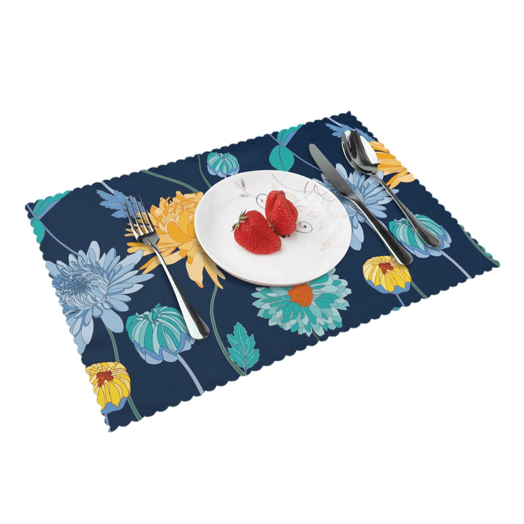 Home Flower Background Placemats Set Of 4 Washable Wipeable Place Mats ...