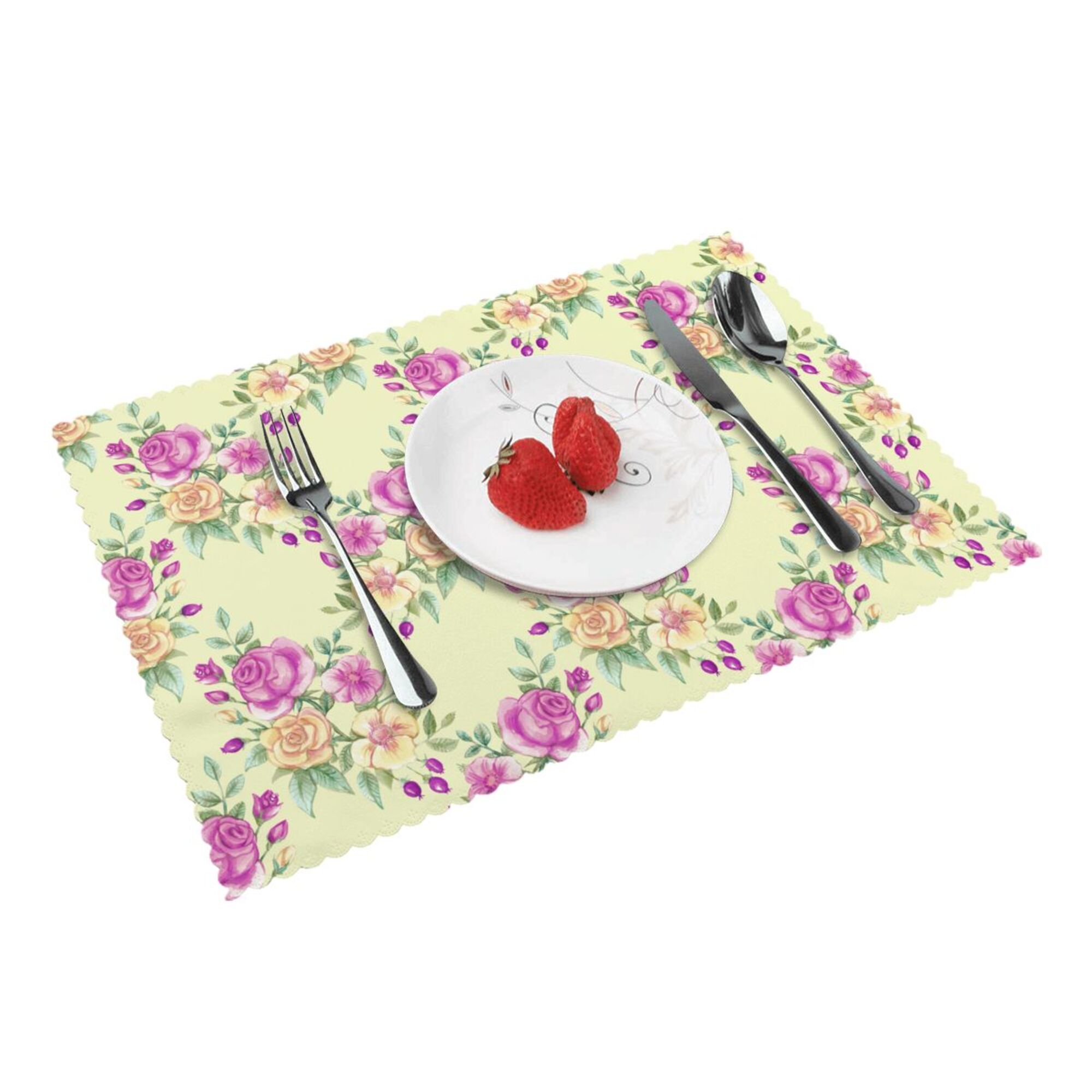 Home Flowers Watercolor Roses Background Placemats Set Of 4 Washable ...