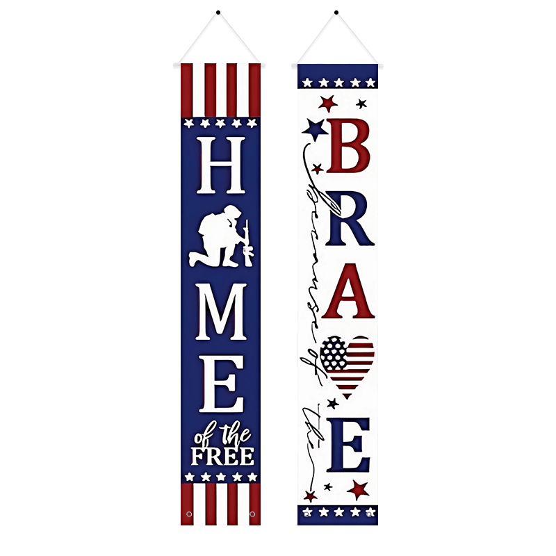 Home of the Free America Patriotic Porch Banner, Memorial Day Because ...