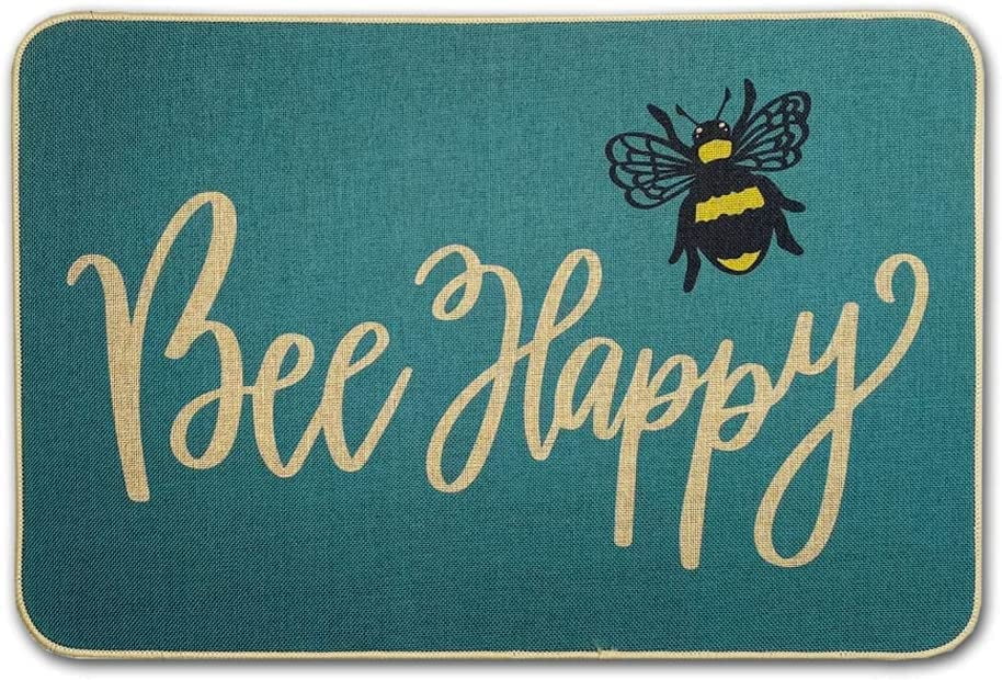 Home Front Door Mat Bee Happy Outdoor Indoor Entrance Floor Mat Non ...