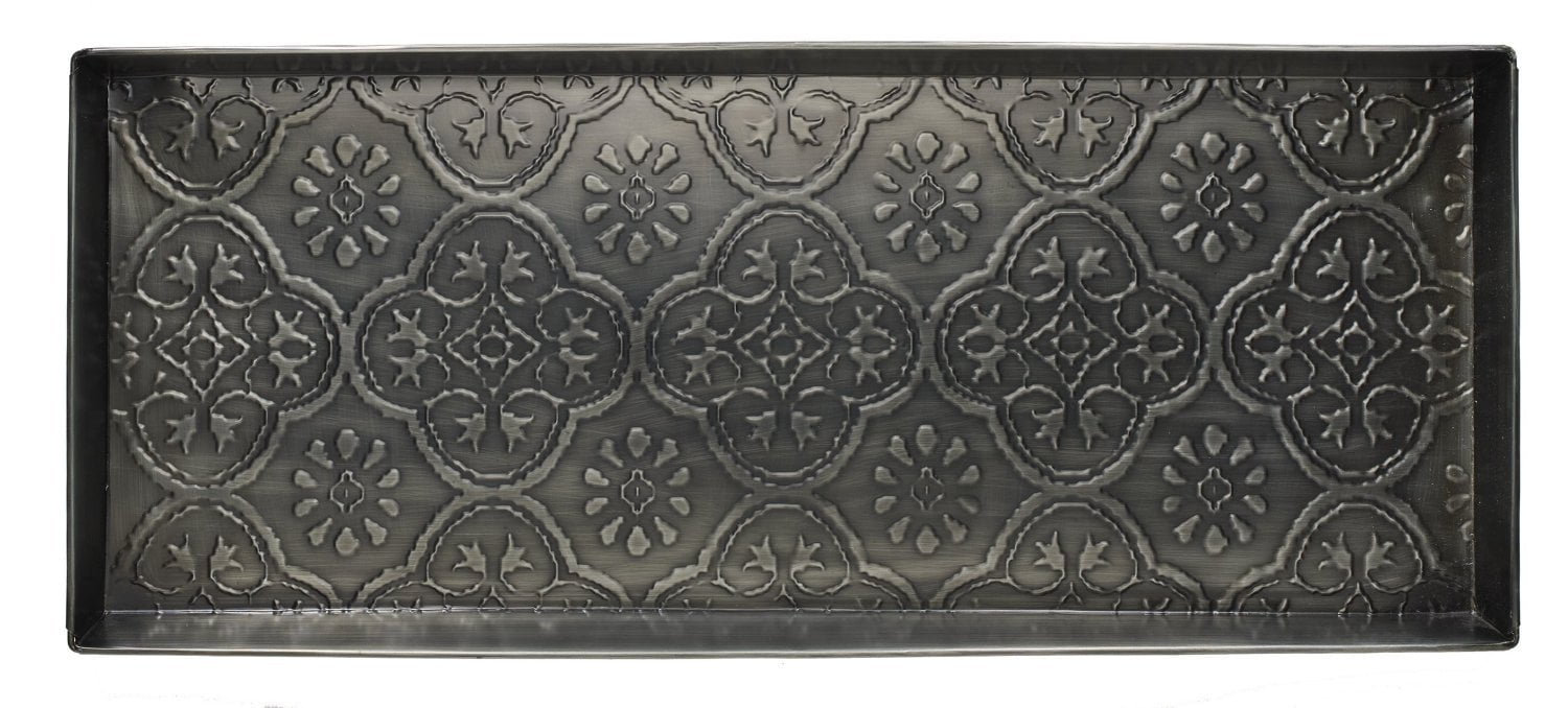 HF by LT Medallion Pattern Metal Boot-Tray, 30 x 13 inches, Zinc Finish ...