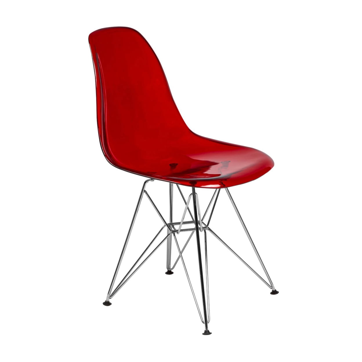 Home Furniture Cresco Molded Eiffel Side Chair - Transparent Red ...