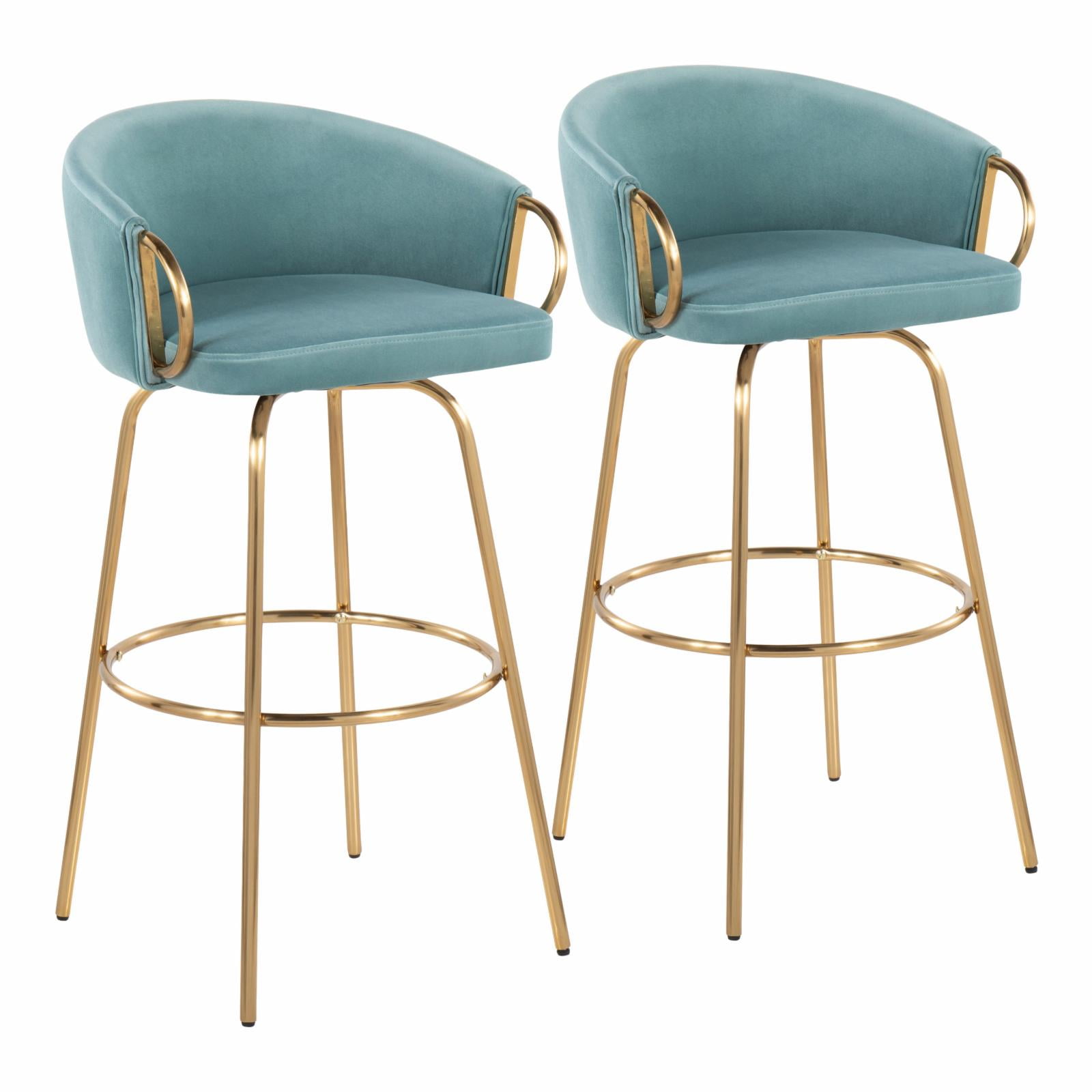 Home Furniture Glam 30" Fixed-Height Bar Stool With Gold Metal Legs And ...