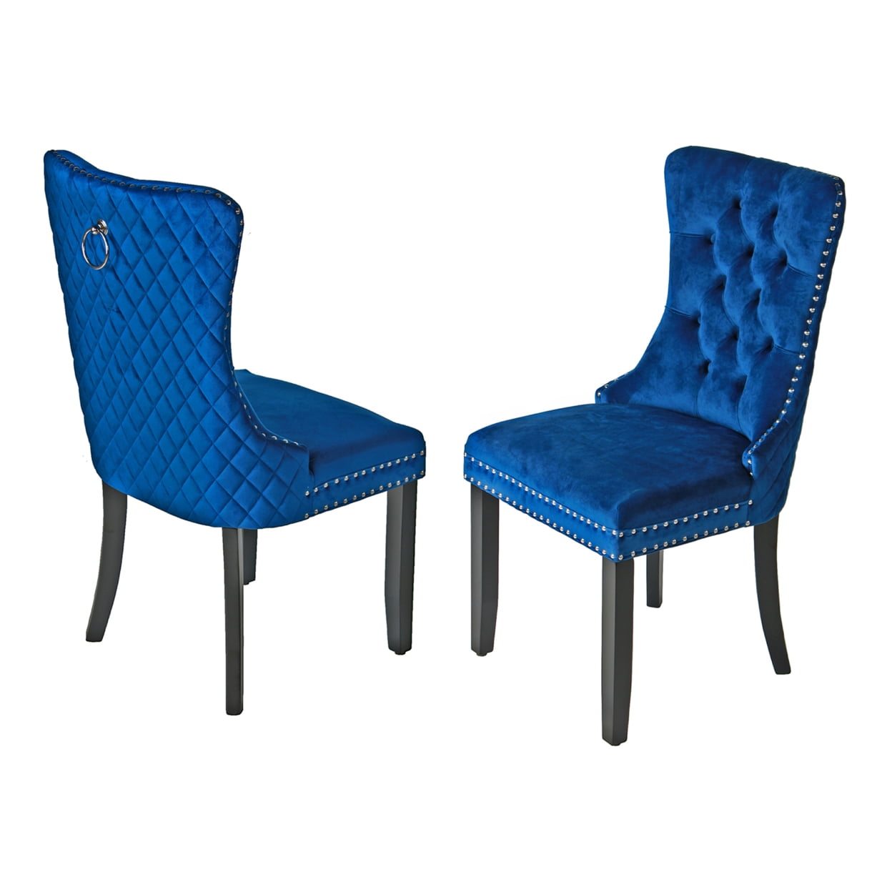 Home Furniture Sofia Velvet Upholstered Tufted Dining Chair Set - Blue - Walmart.com