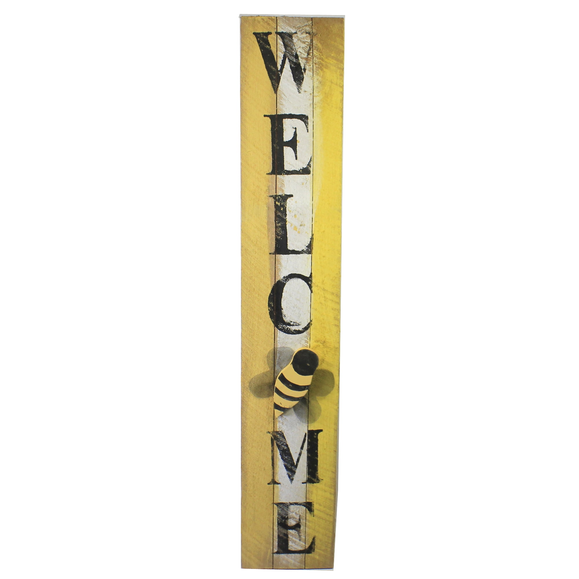 Home & Garden Bee Welcome Sign Wood Wood Rustic Vertical 2120140 ...