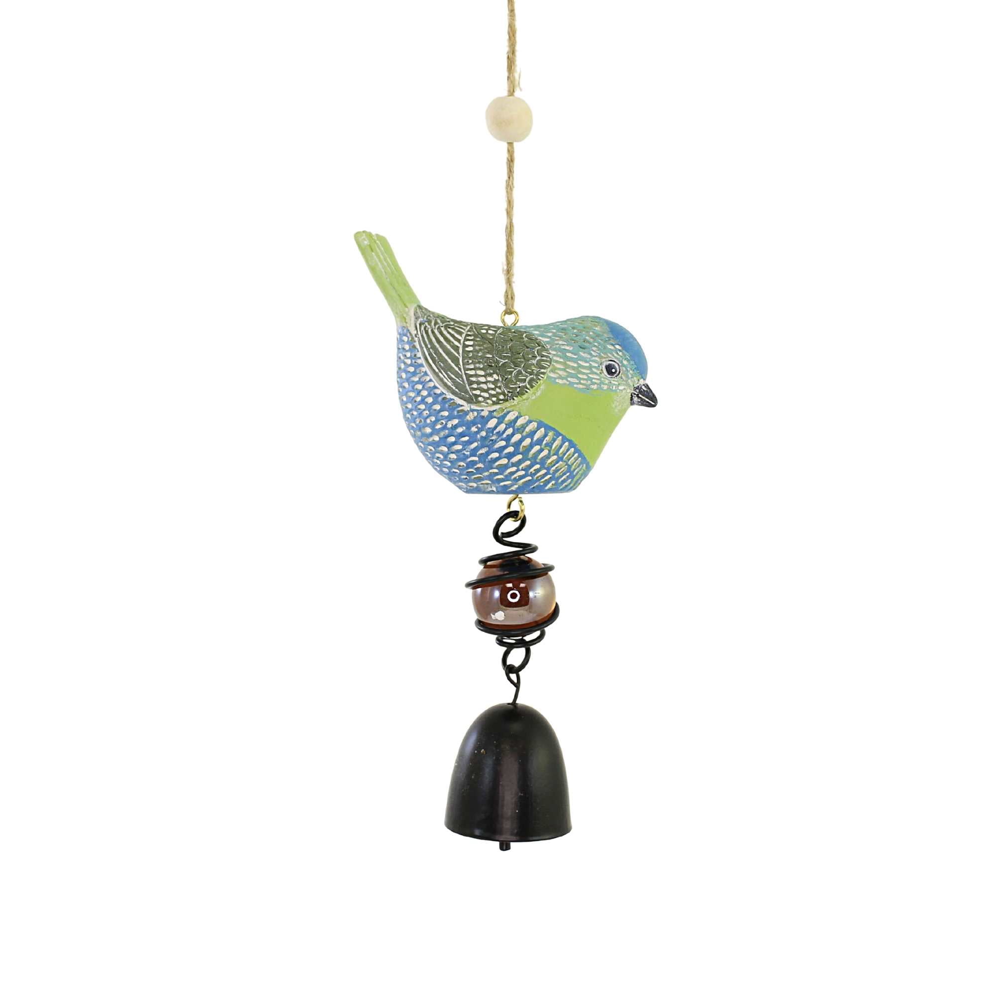 Home & Garden Bright Bird Bell Polyresin Hanging Yard Decor A7211 Blue ...