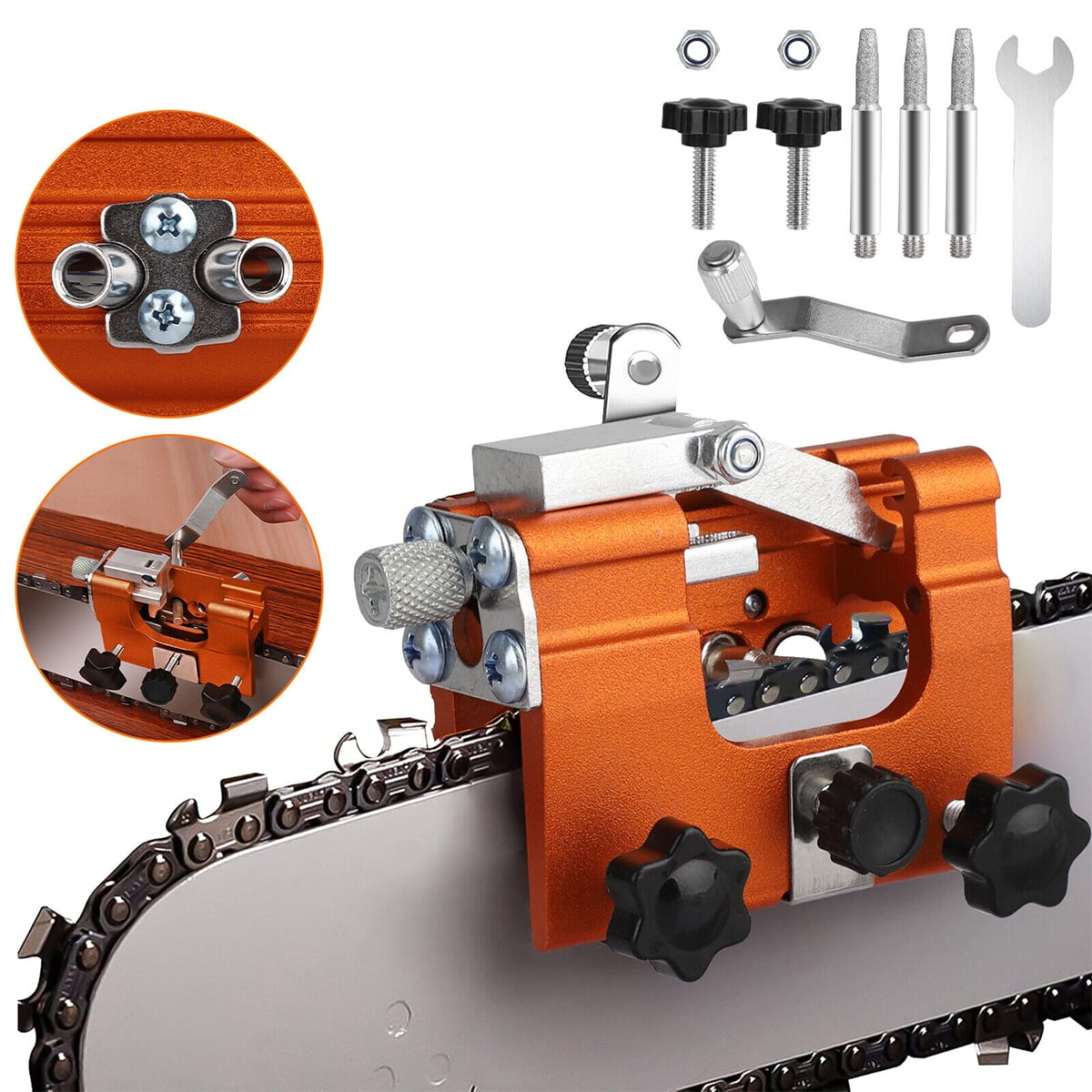 Manual Chainsaw Sharpener Jig with 3pcs Sharpening Bits for 12"-20 ...