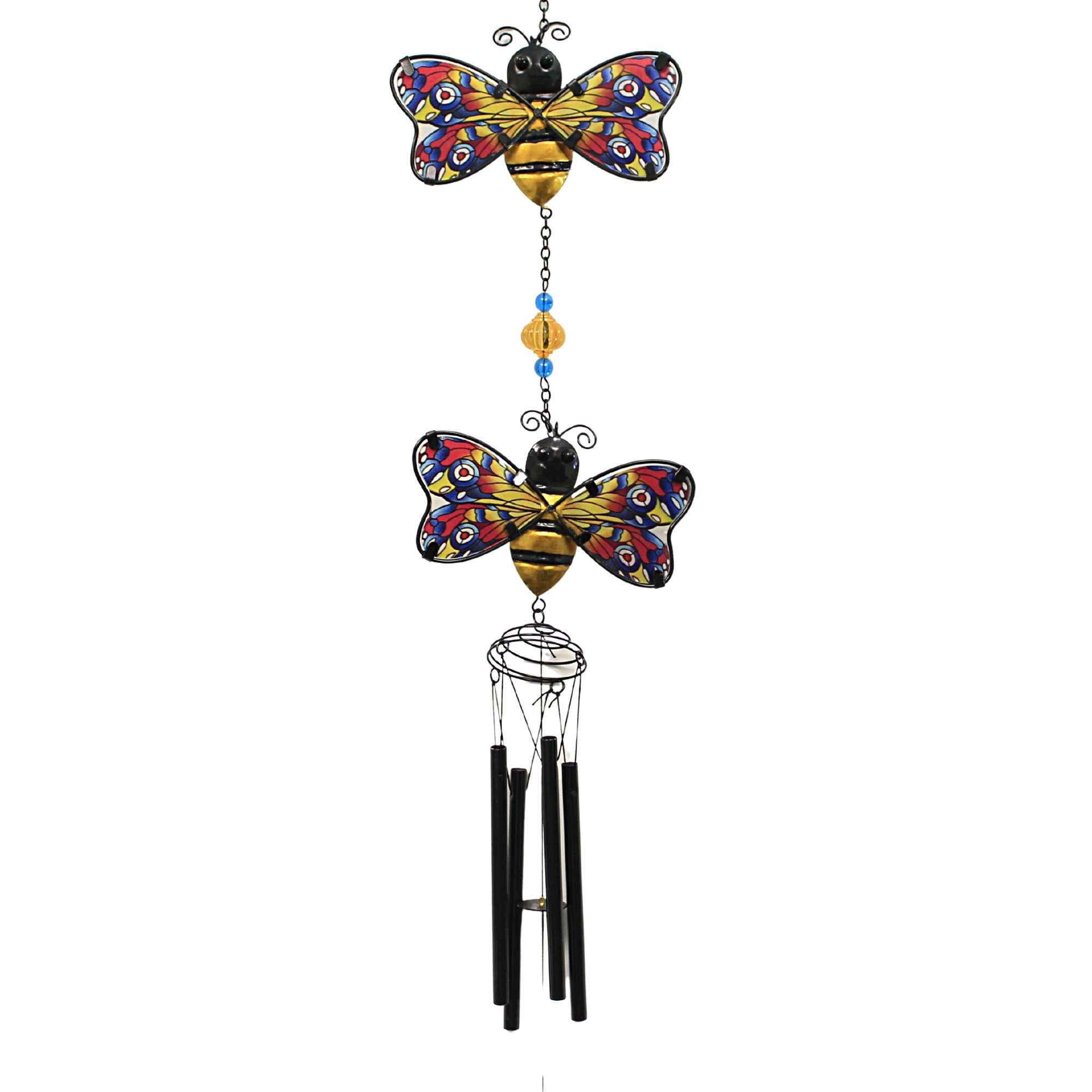 Evergreen 42.00In Garden Friends Wind Chime, Metal, Stained Glass ...