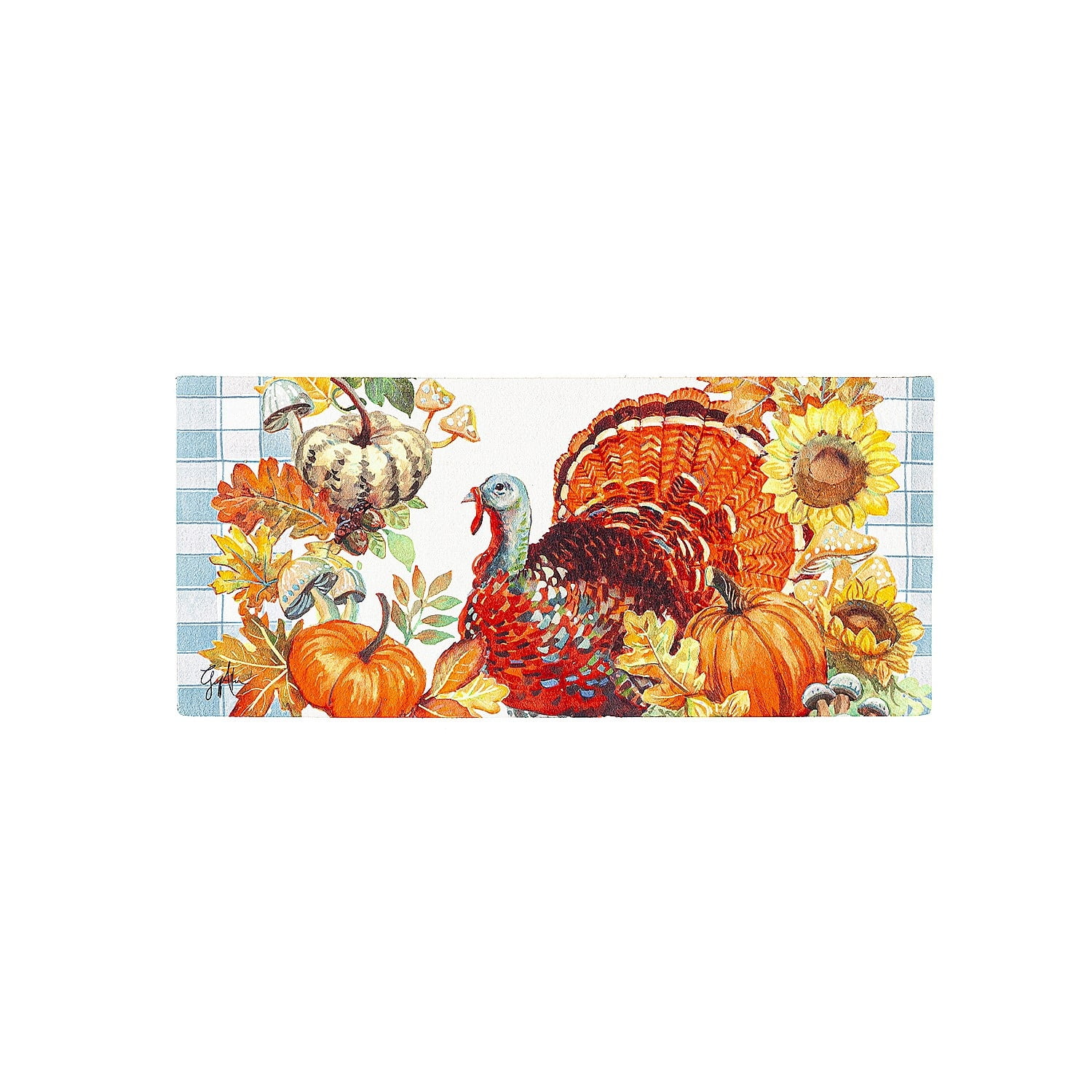 Home & Garden Gingham Turkey Switch Mat Rubber Sassafras Thanksgiving ...