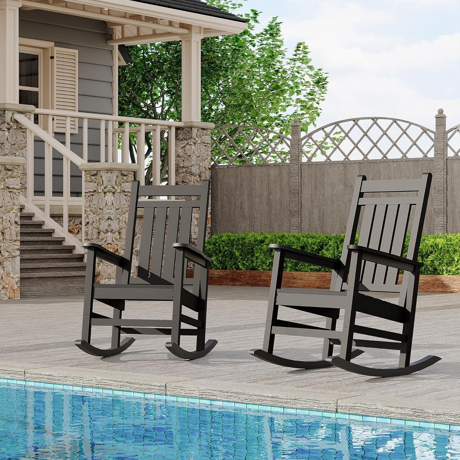 Home Garden HDPE Oversized Rocking Chairs for Outside, All Weather ...