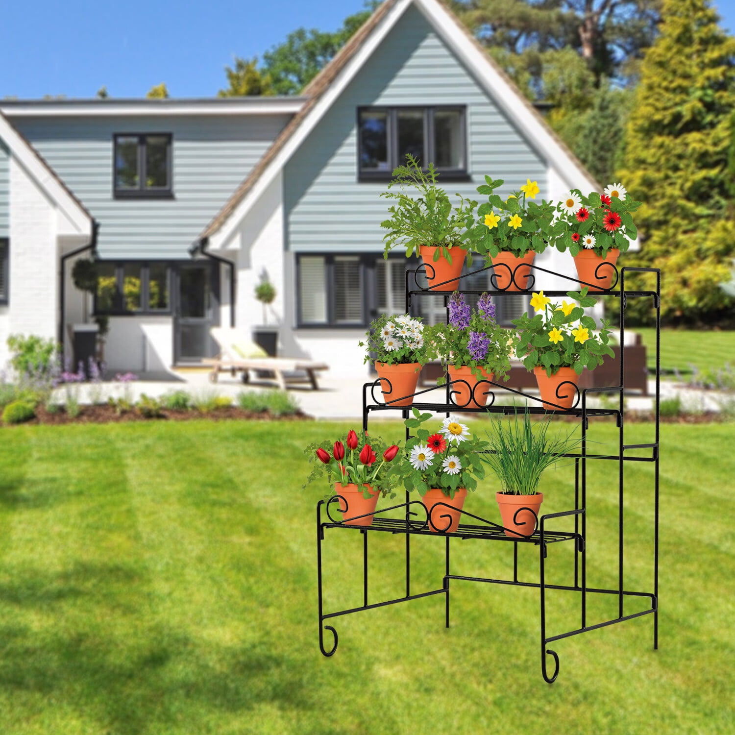 Home Garden Metal Plant Stand Display Shelf Decor Flower Pot Storage ...