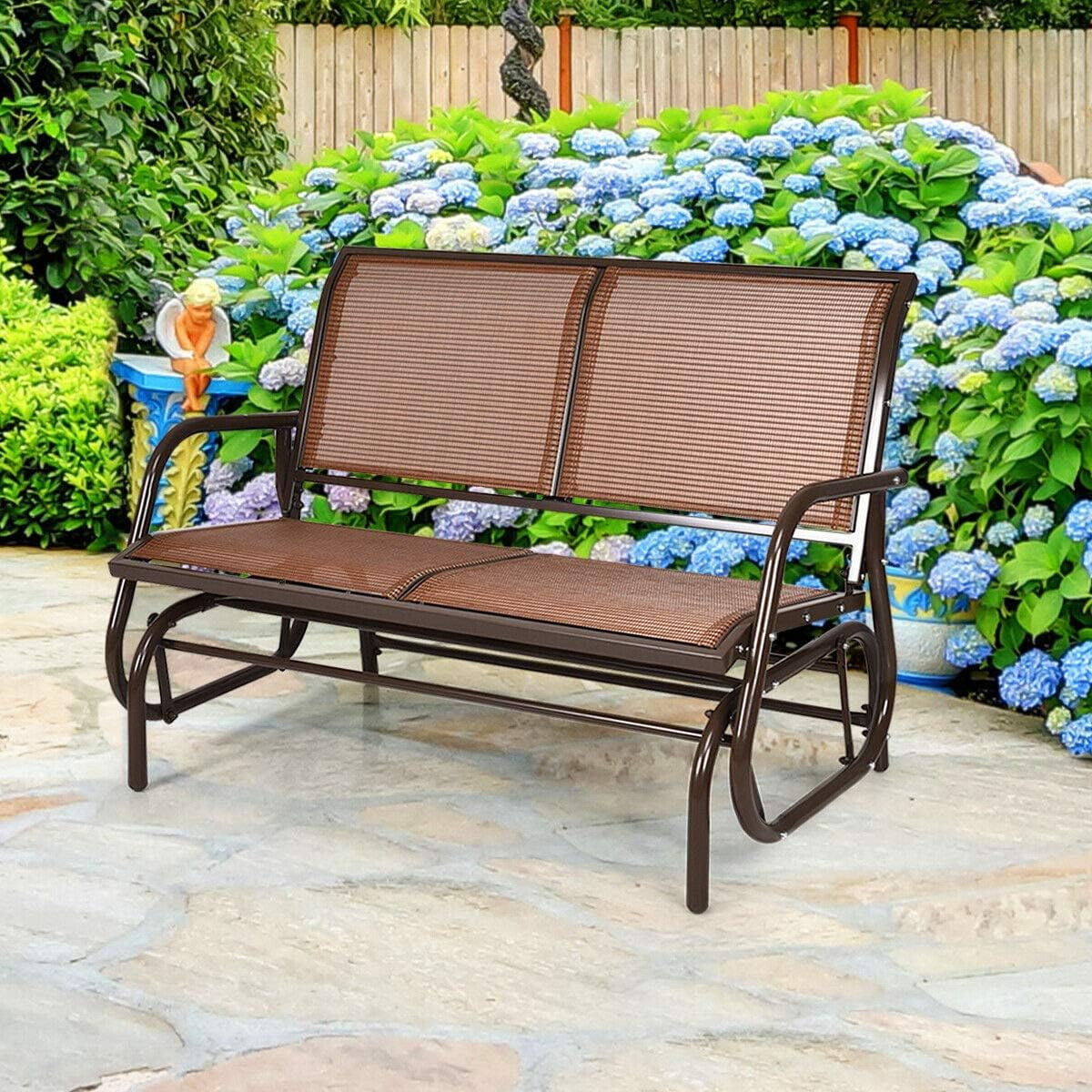 Home Garden Outdoor Living Patio Furniture Inches Swing Glider Brown ...