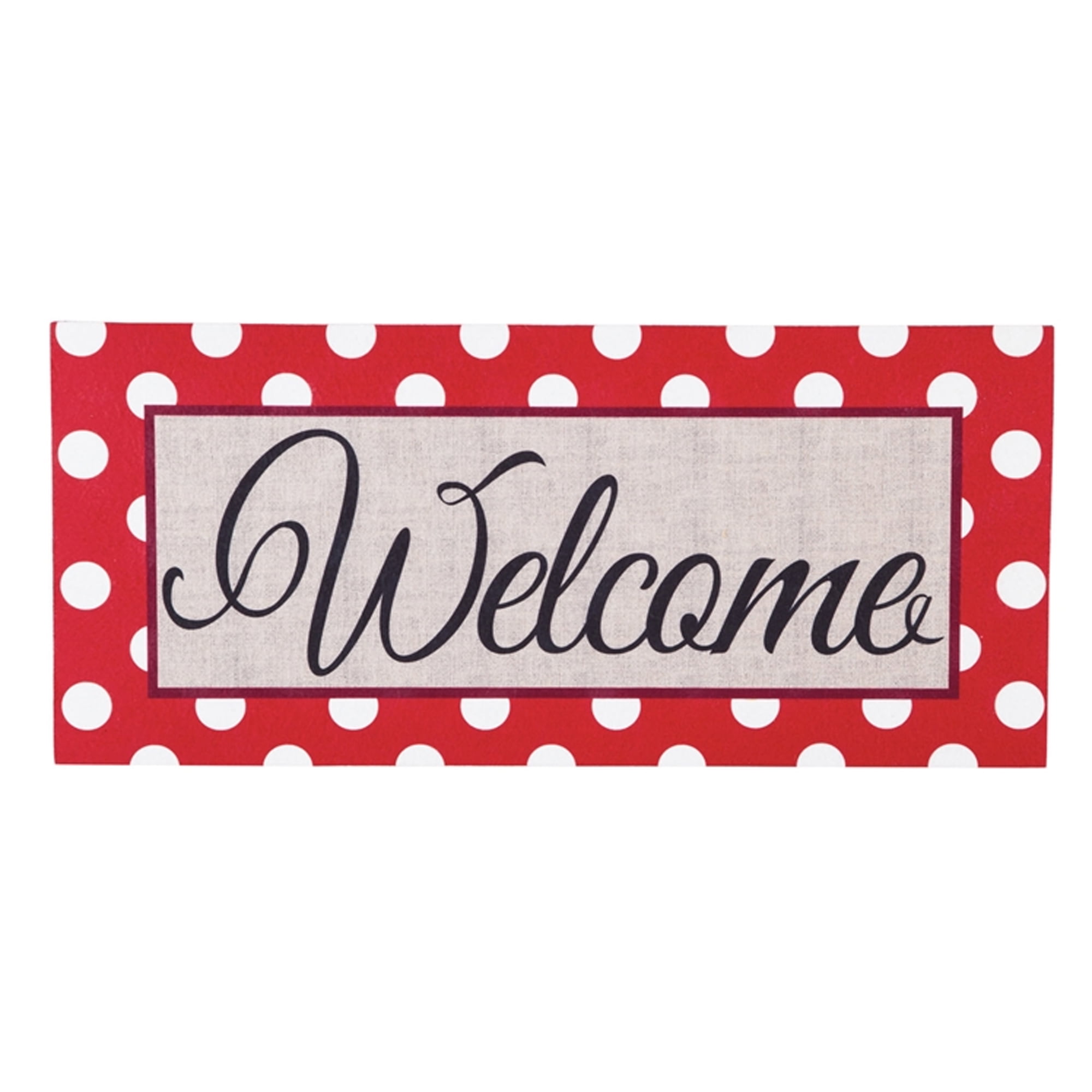 Home & Garden Polka Dot Welcome Insert Mat Rubber Decor Step Door ...