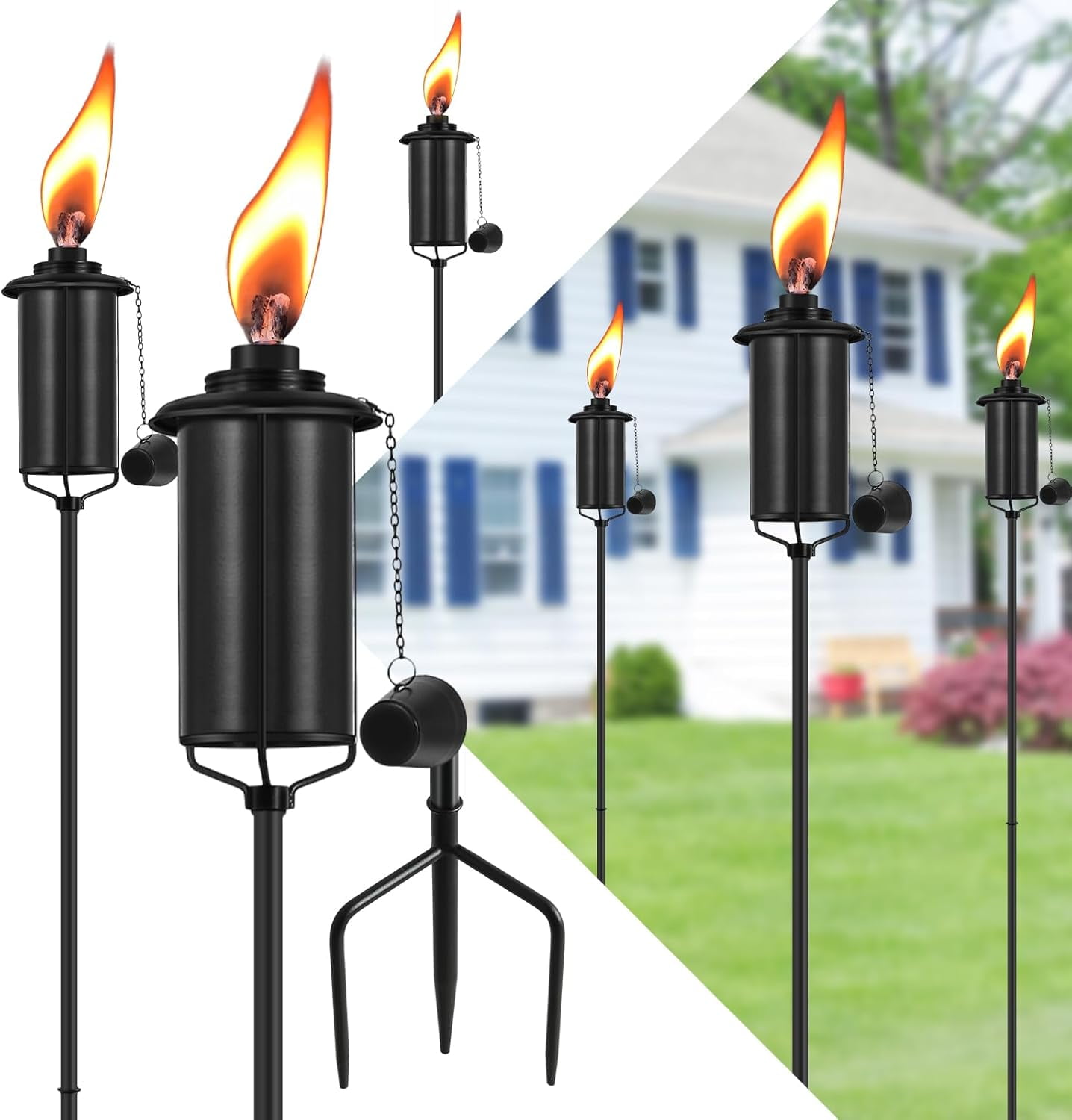 Home Garden Torch Set of 6, 16oz Outdoor Metal Torch Garden Dcor, 59 ...