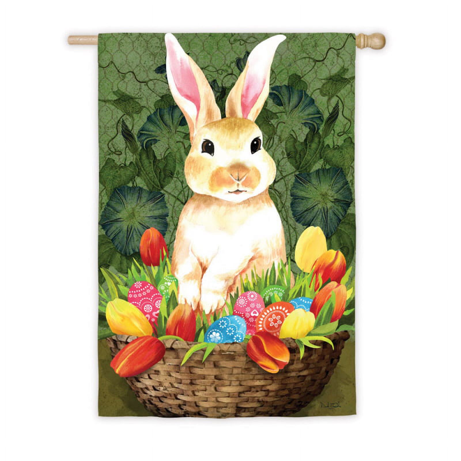 Home & Garden WELCOME BUNNY FLAG Fabric Easter Spring Suede Flag ...