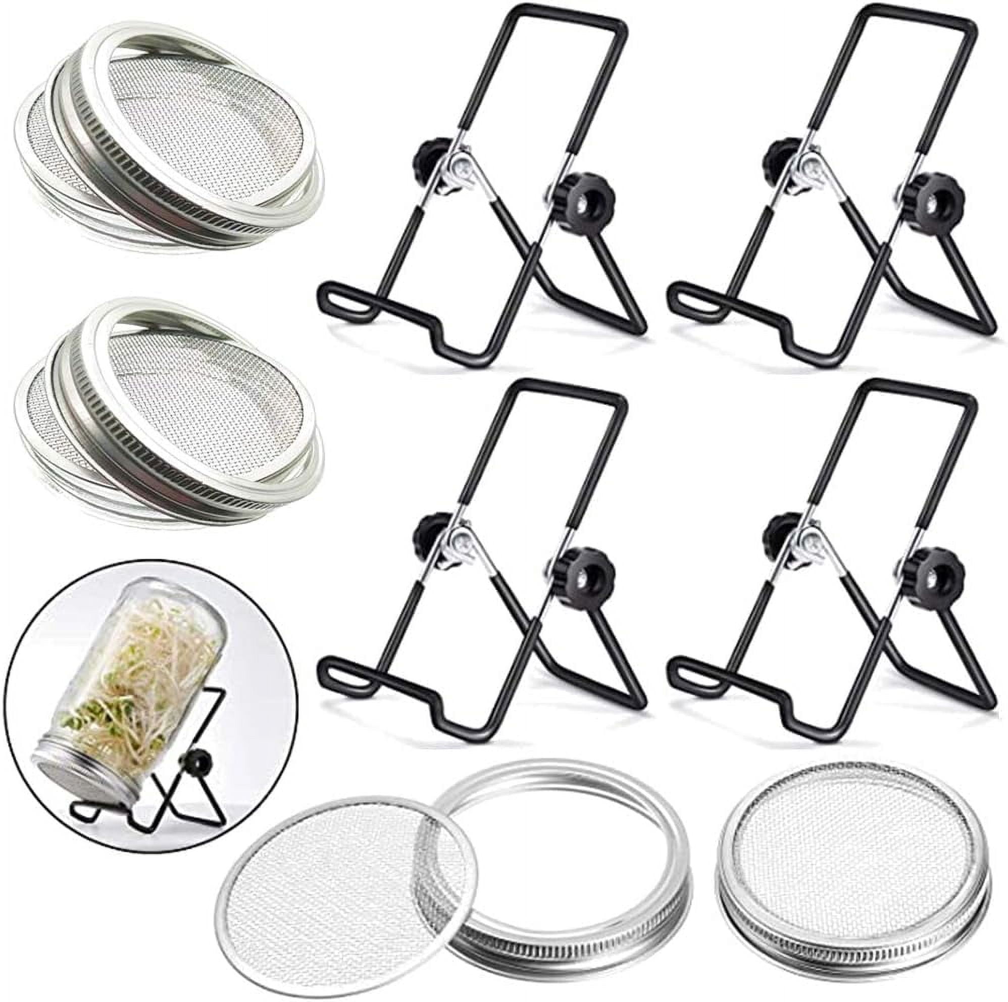 Home Gardening Simplified, Sprouting Jar Lid With Stainless Steel Stand ...