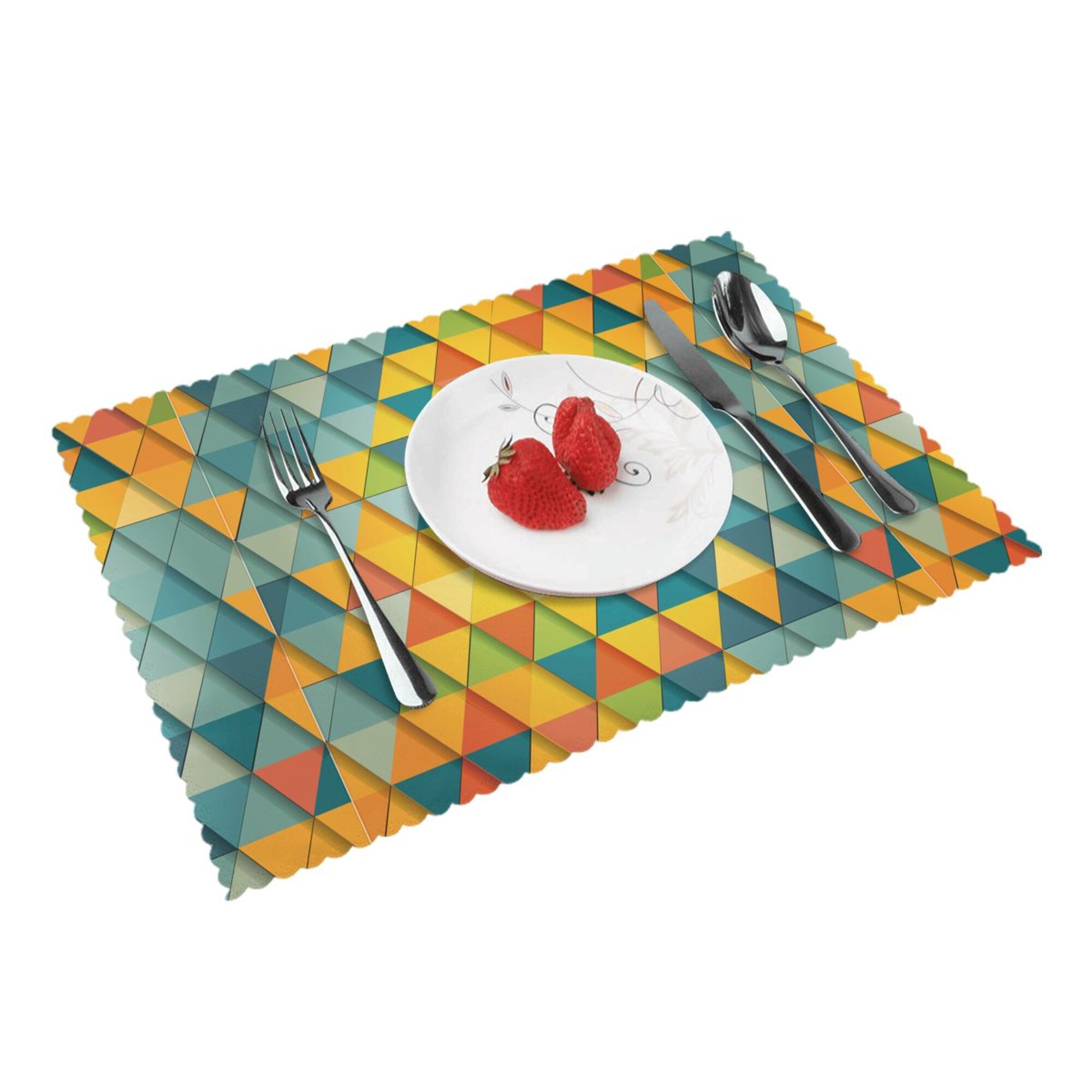 Home Geometric Polygon Background Placemats Set Of 4 Washable Wipeable ...