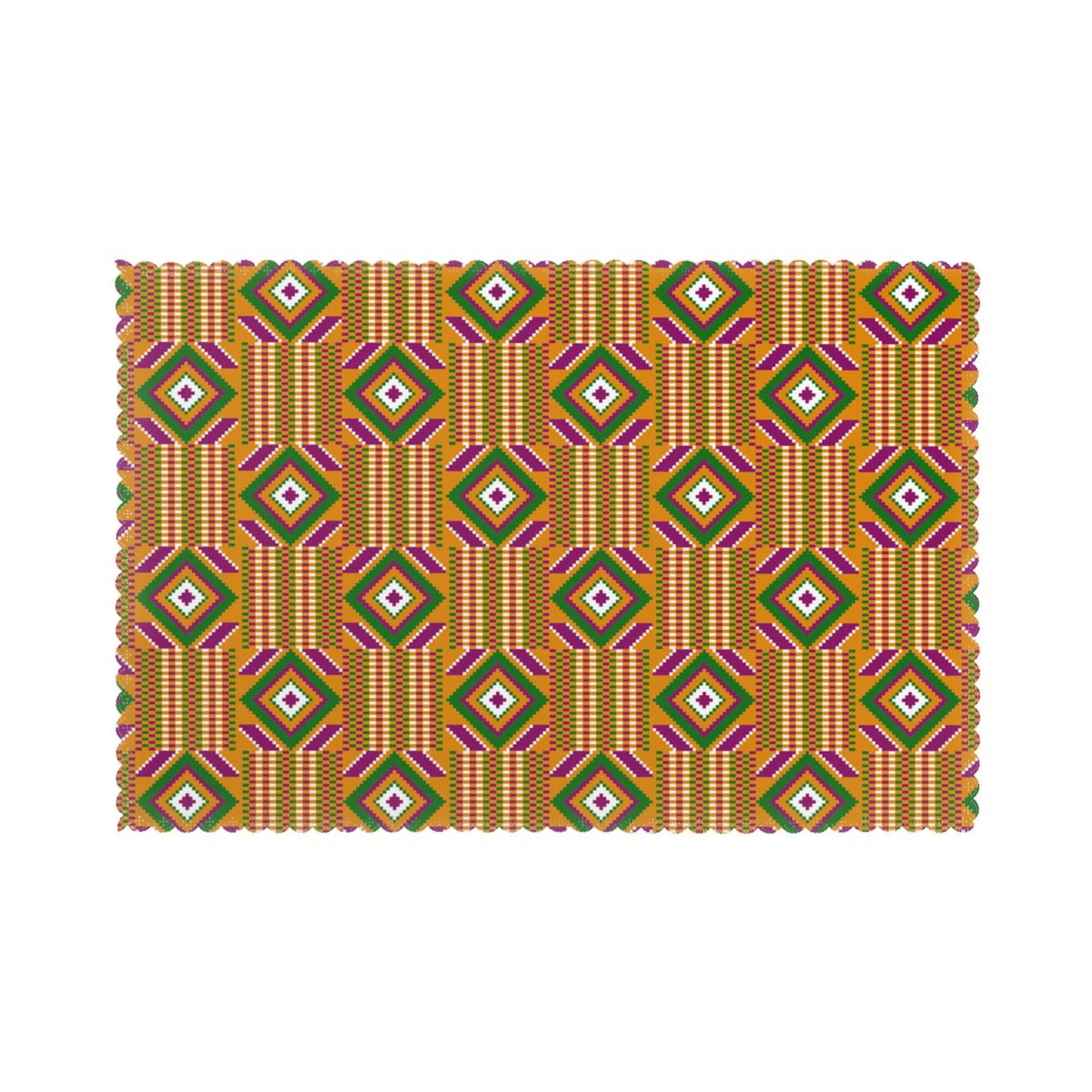 Home Ghana Kente Fabric African Print Tribal Placemats Set Of 6 ...