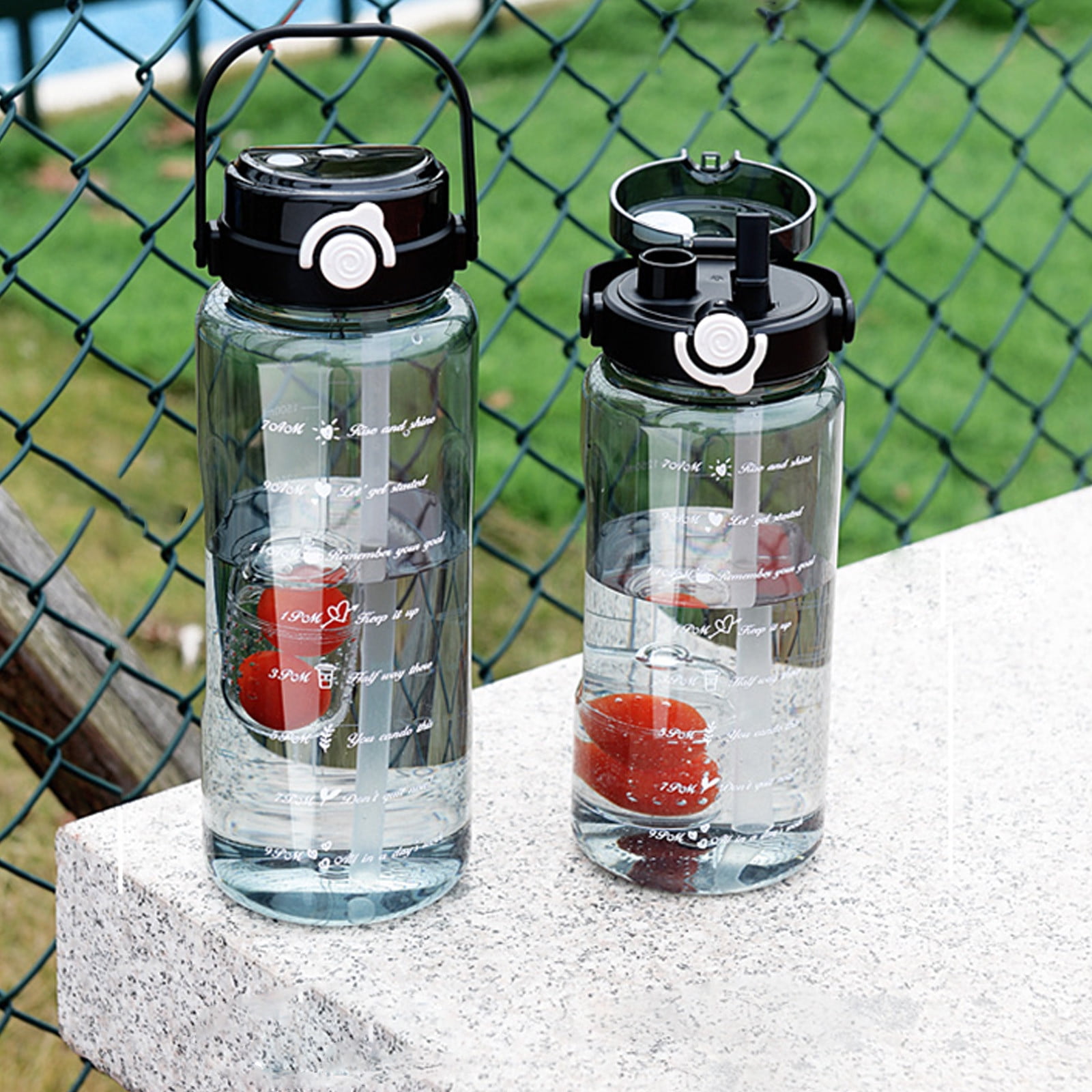 Home Gifts Clear Plastic Water Bottle, Large Capacity Sports Water Bottle with Straw and Handle ...