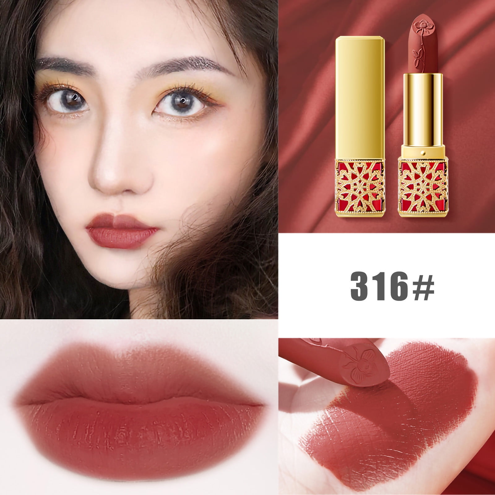 Home Gifts Tejiojio Camellia Essential Oil Six-color Lipstick Lelvet ...