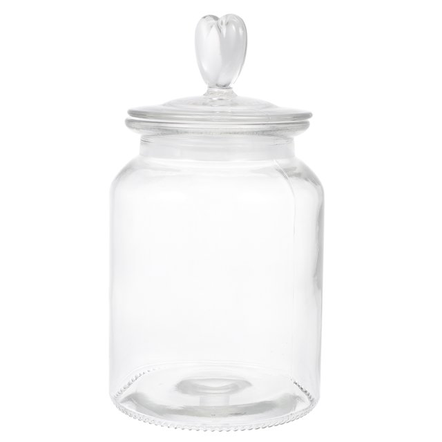 Home Glass Candy Storage Can Transparent Candy Jar Cereals Can Snack ...