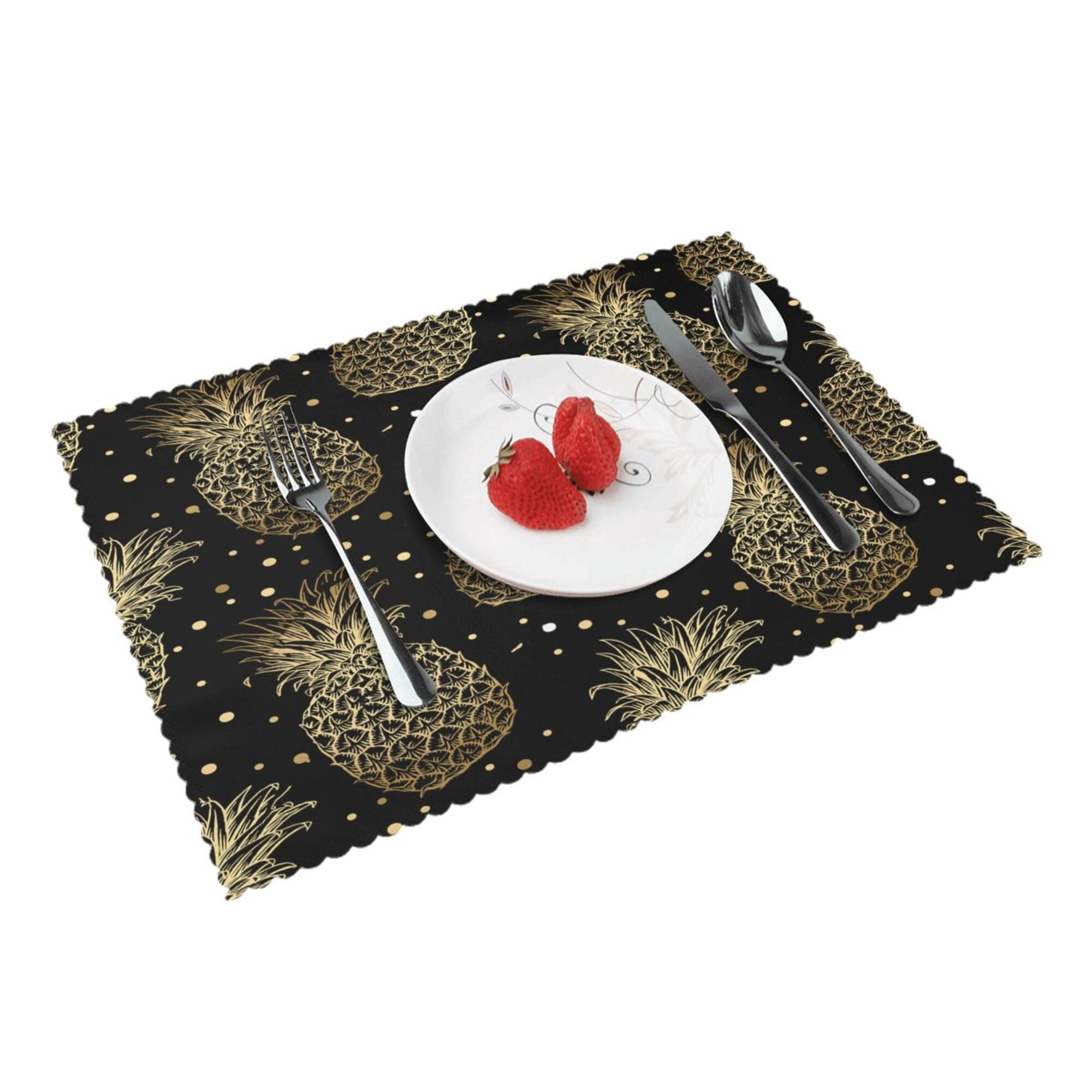 Home Gold Pineapple Placemats Set Of 4 Washable Wipeable Place Mats ...