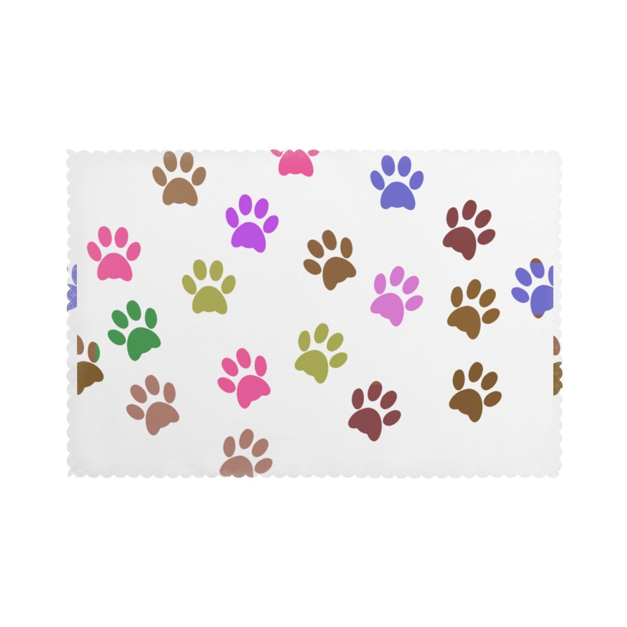 Home Golden Glitter Dog Paw Print Placemats Set Of 6 Washable Wipeable ...