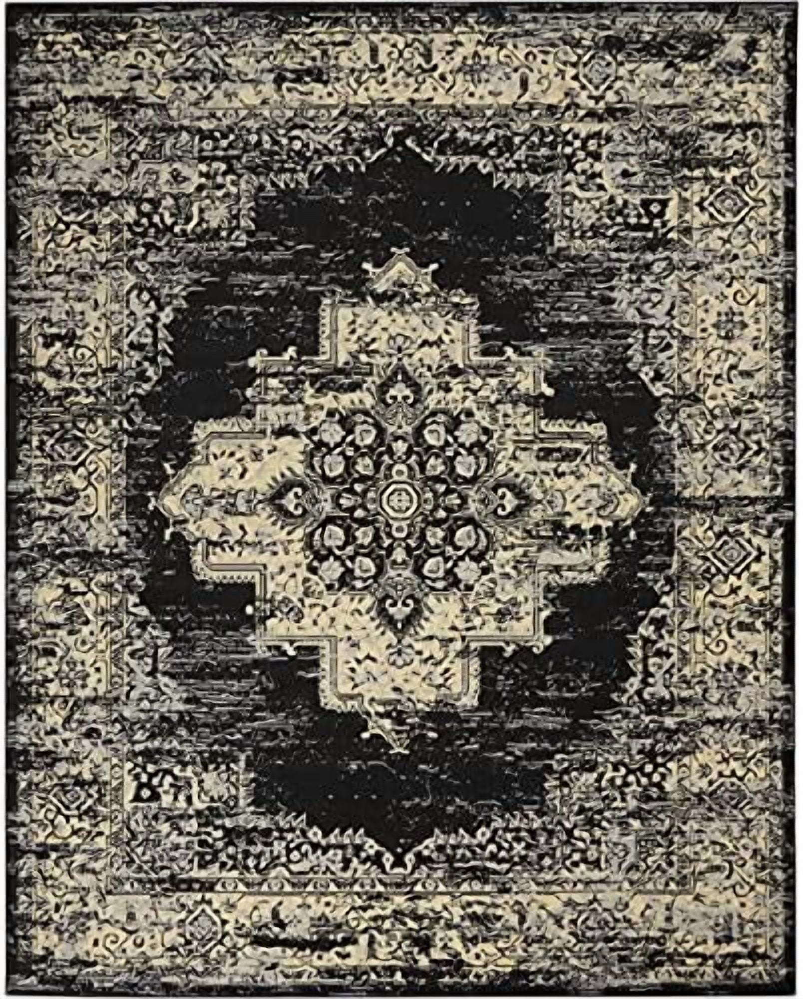Home Grafix Black 7' x 10' Area Rug - Easy Clean, Non Shedding, Bed ...
