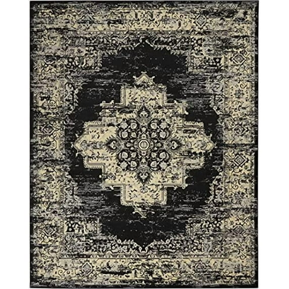 Home Grafix Black 7' x 10' Area Rug - Easy Clean, Non Shedding, Bed ...
