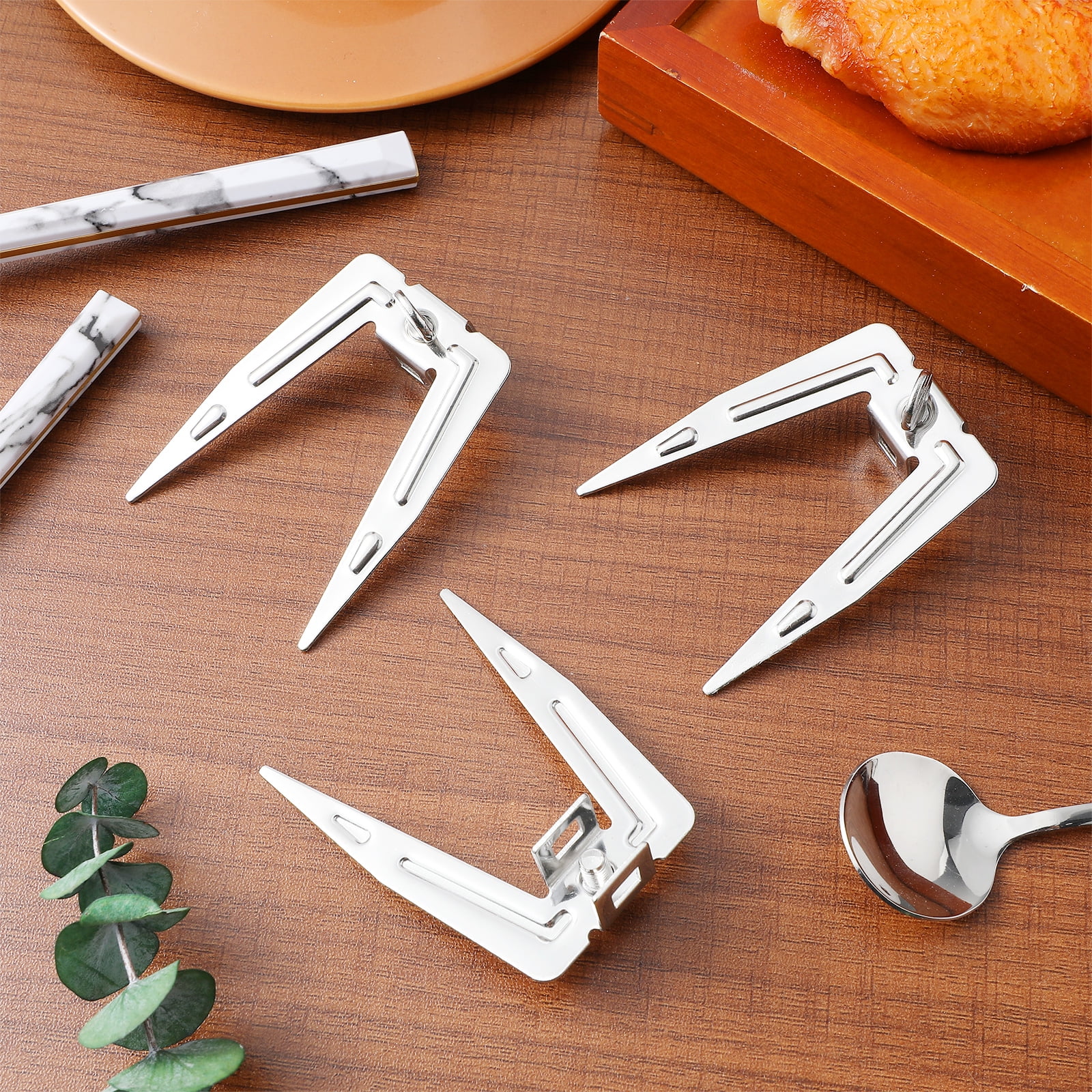 Clispeed Cooking Fork Kitchen Rotating Chicken Forks Silver Stainless ...